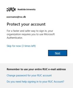 mfa.ruc.dk – Multifactor authentication at Roskilde University